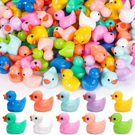 100pcs Mini Resin Ducks, Bulk Little Duck Figures Plastic Small ...