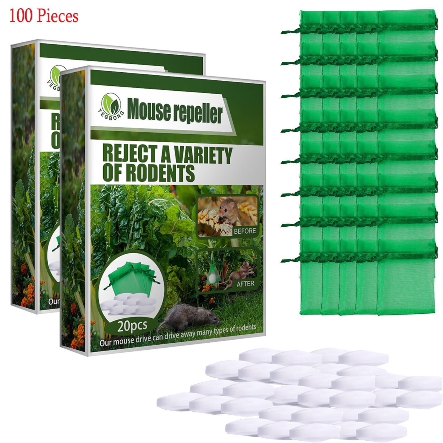 Yucurem 100pcs Mouse Rats Repellent 200Pack, Peppermint Oil Moth Balls ...