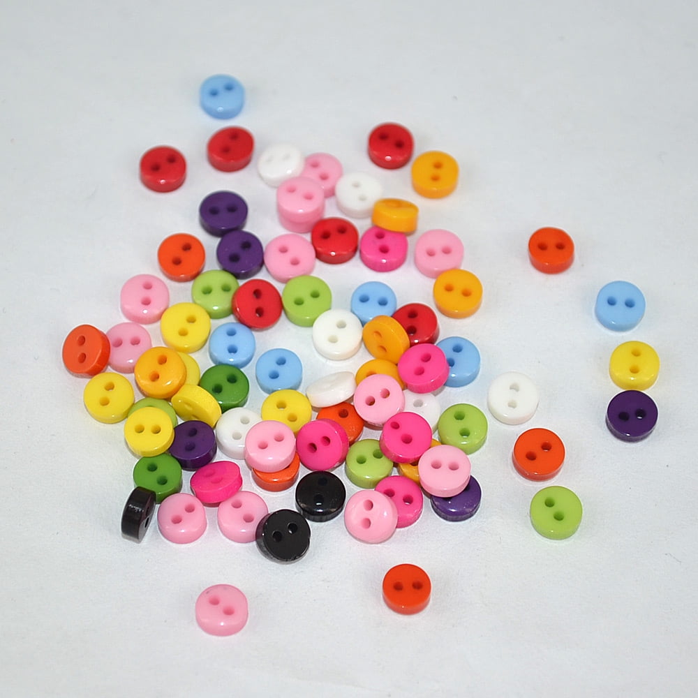 100pcs Multi Colour DIY Handcraft Buttons For Dolls Clothes Flat Round ...