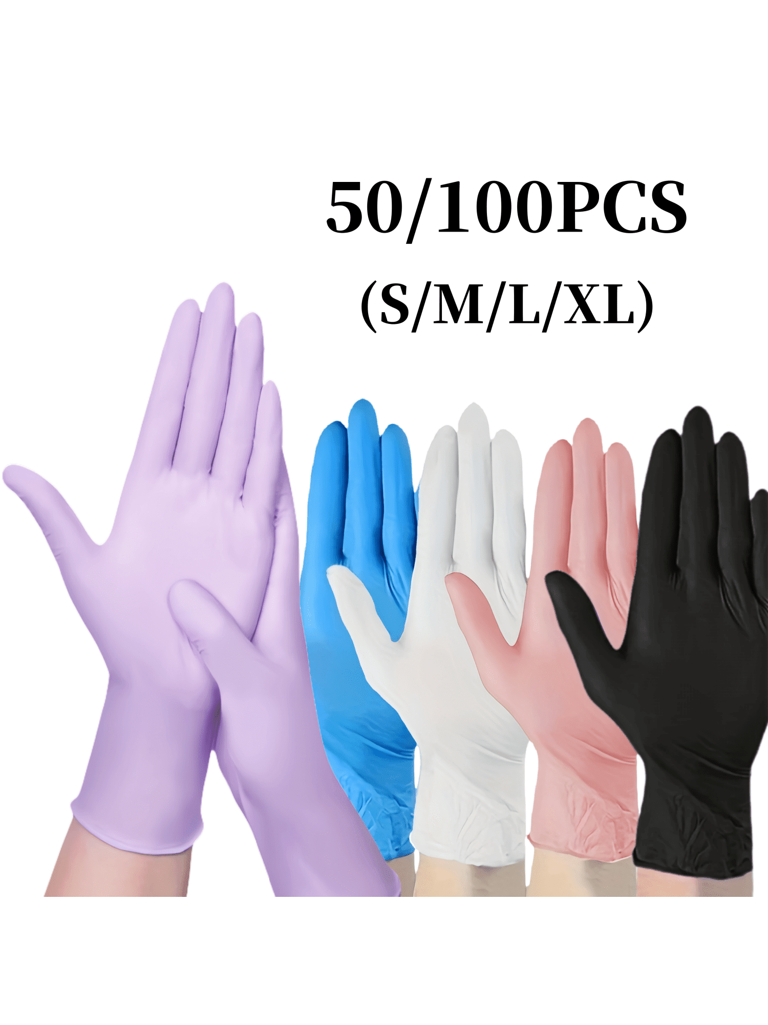 100pcs Multipurpose Nitrile Gloves - Waterproof, Anti-Static, Food-Safe & Durable, For ...