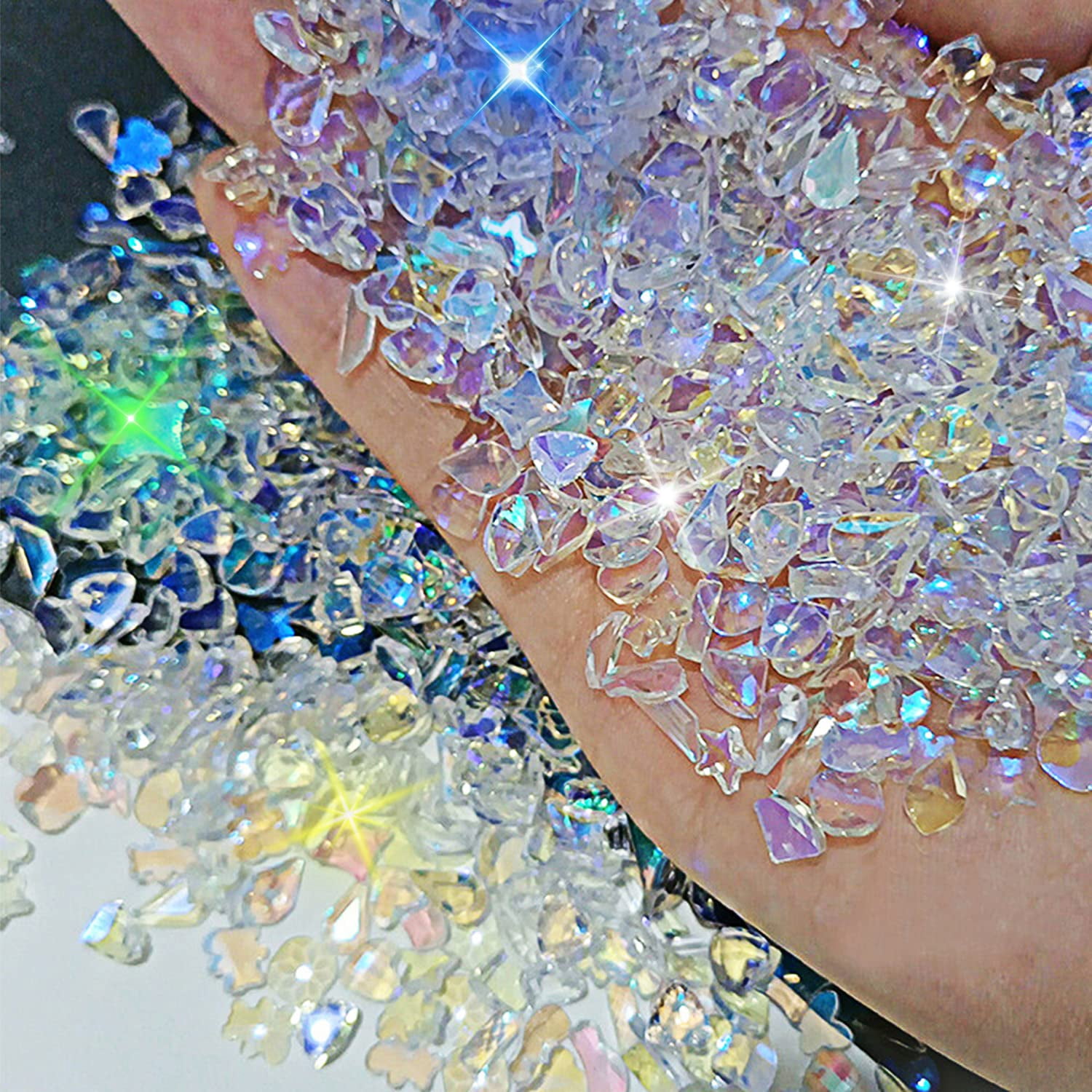 100pcs Nail Art Rhinestone Multi Shape Mix Crystal Nail Gems 3D Nail ...
