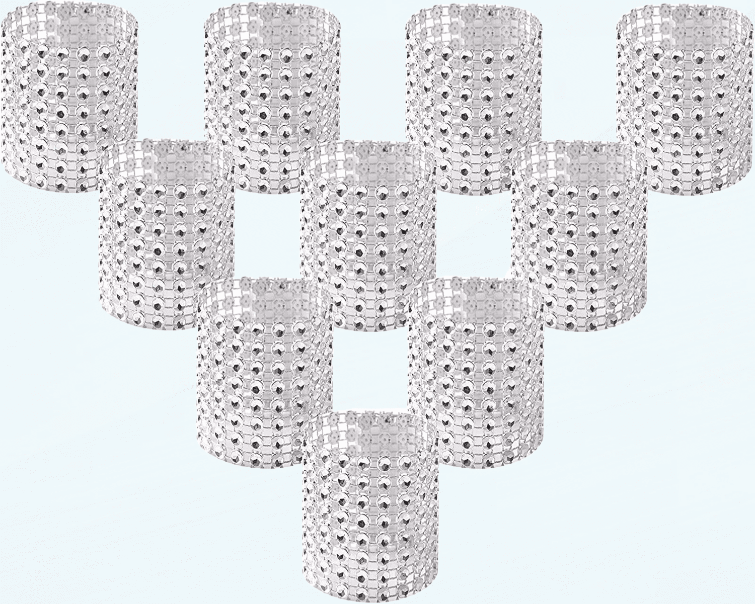 100pcs Napkin Rings,Rhinestone Napkin Rings Diamond Silver for Table ...