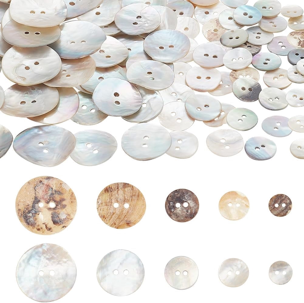 100pcs Natural Shell Buttons 2-Hole Sewing Buttons 10/12/15/20/25mm ...