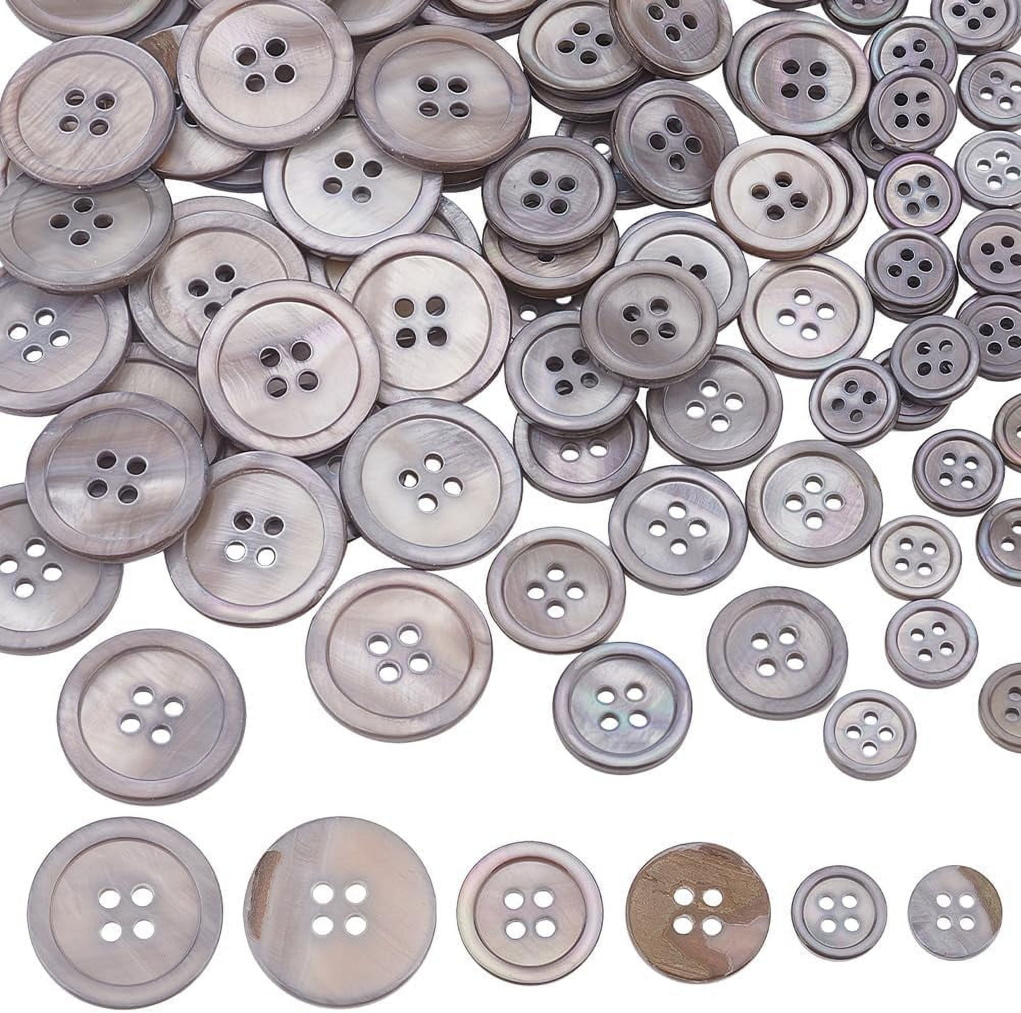 100pcs Natural Shell Buttons 4-Hole Sewing Buttons 10/15/20mm Round ...