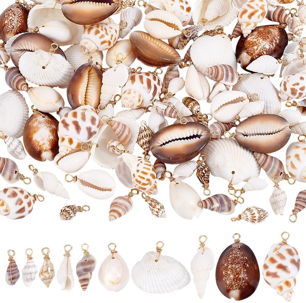 100pcs Natural Shell Charms Ocean Beach Seashells Charms 10 Styles ...