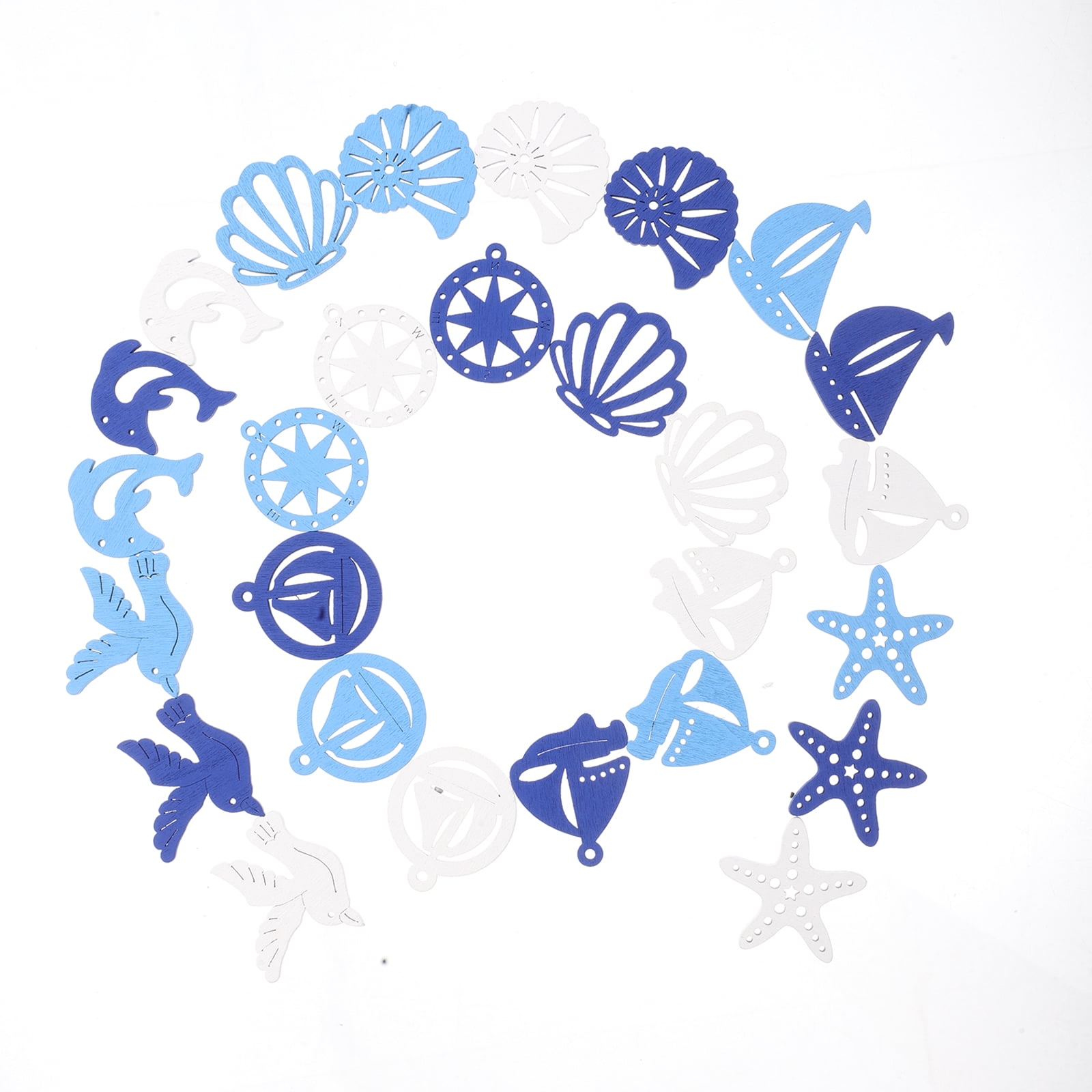 100pcs Nautical Wooden Ornaments for DIY Crafts: Ocean-Themed Wood ...