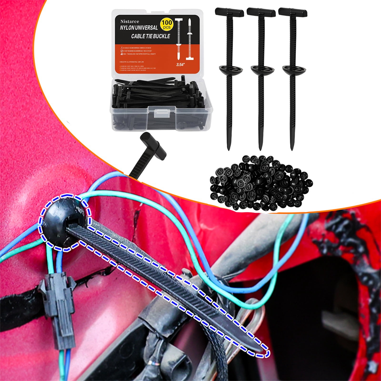 100pcs Nylon Cable Tie Mounts with Screw Holes, Self-Adhesive Wire Clip ...