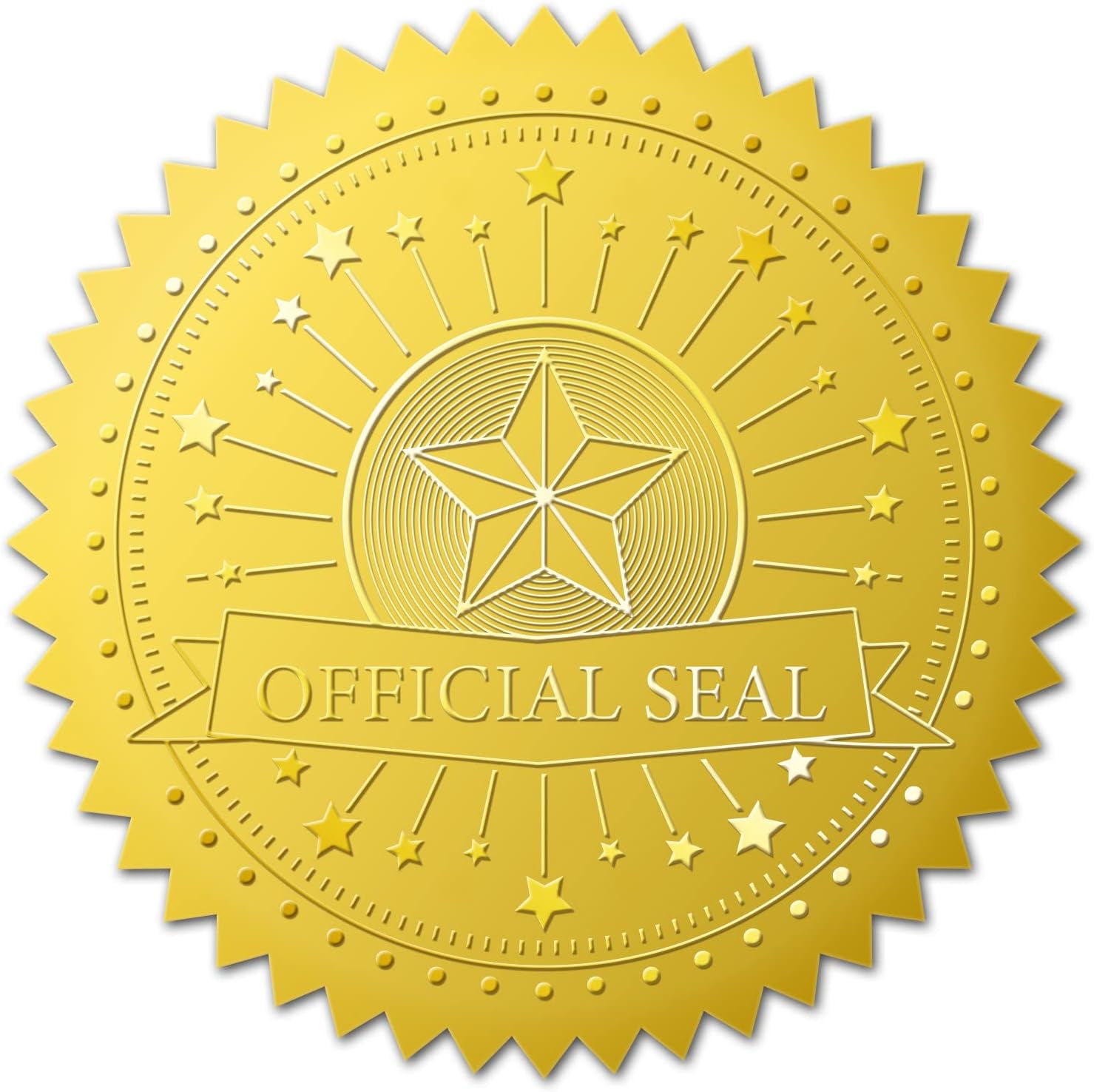 100pcs Official Seal Gold Foil Certificate Seals 2" Star Self Adhesive ...