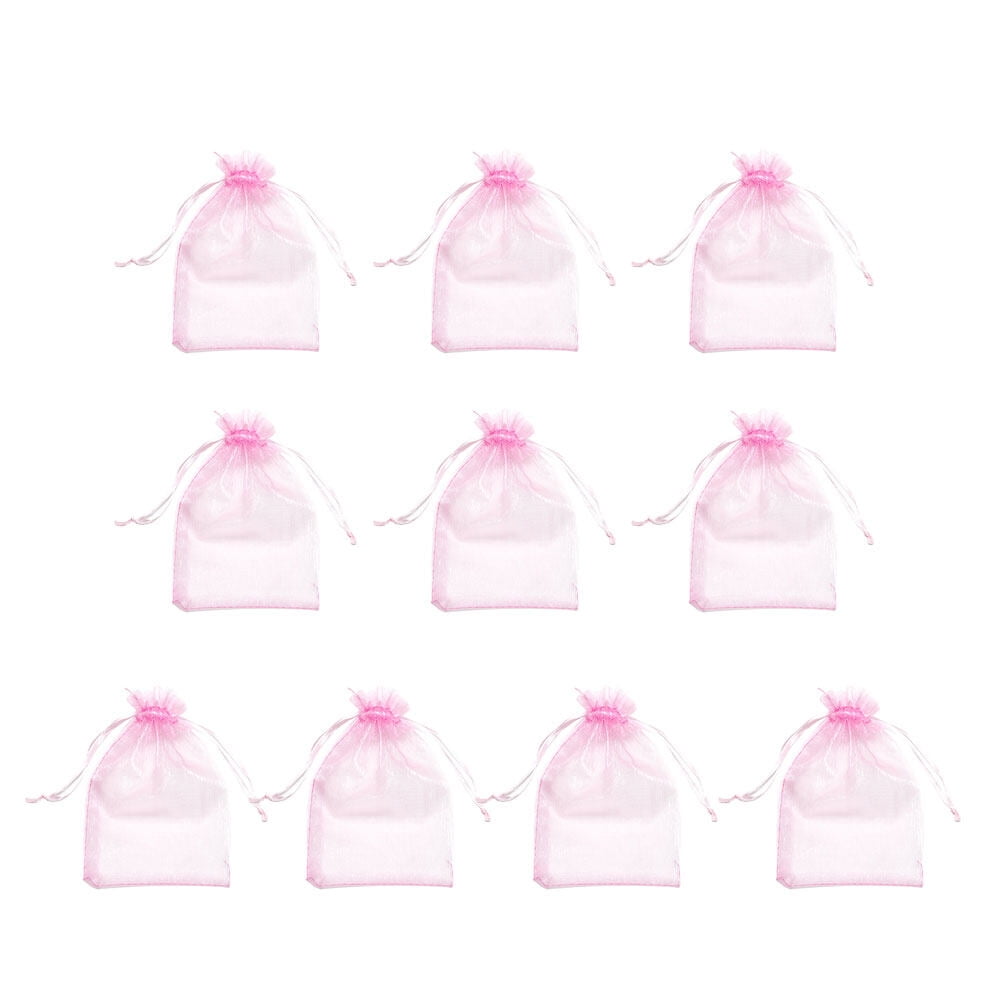 100pcs Organza Drawstring Pouches Transparent Candy Bags Treat Cookie ...