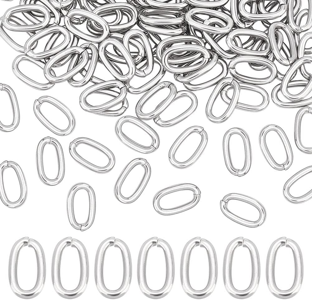 100pcs Oval Jump Rings 304 Stainless Steel Closed for Earring Necklace ...