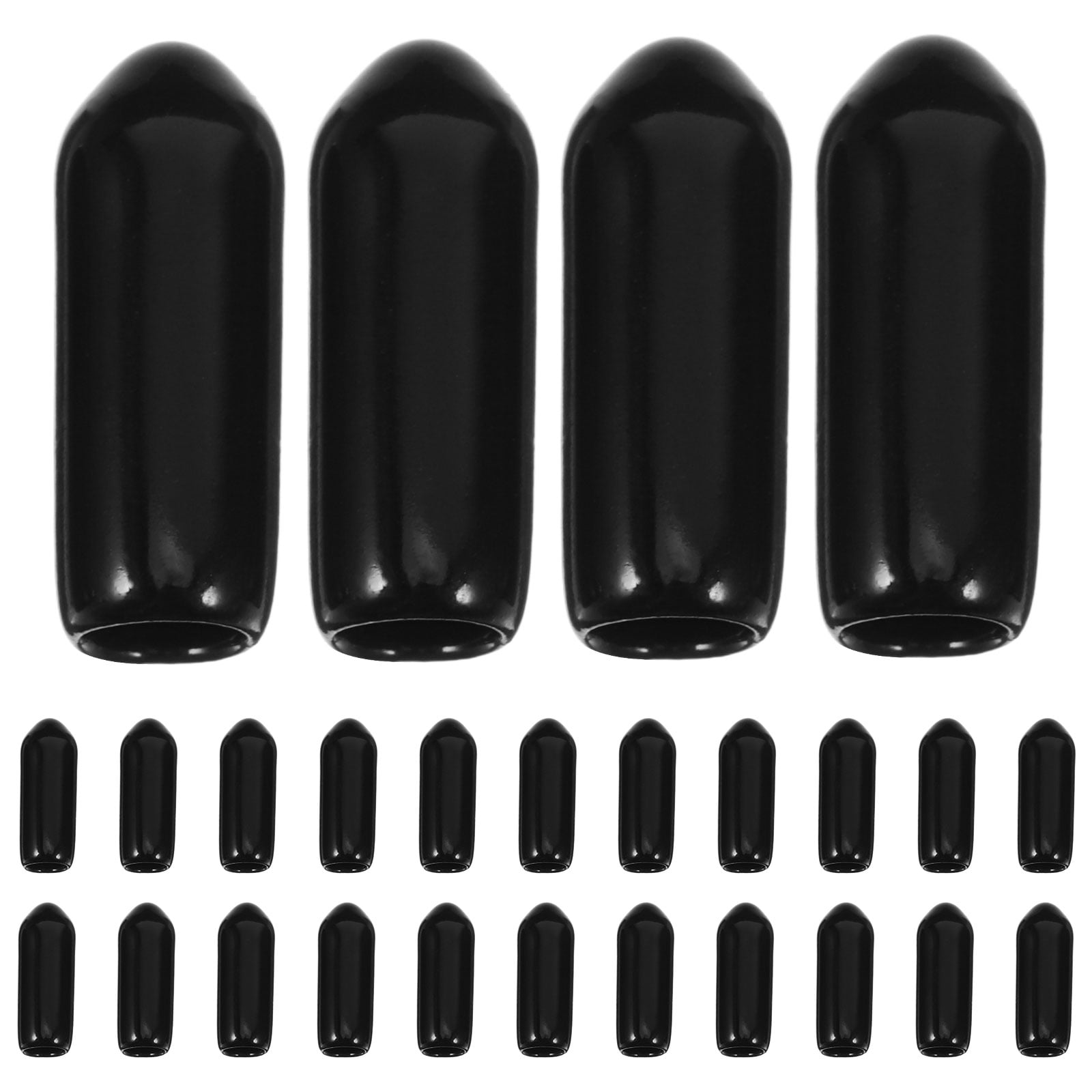100pcs PVC Screw Thread Protector Flexible Bolt End Caps Black Rubber ...