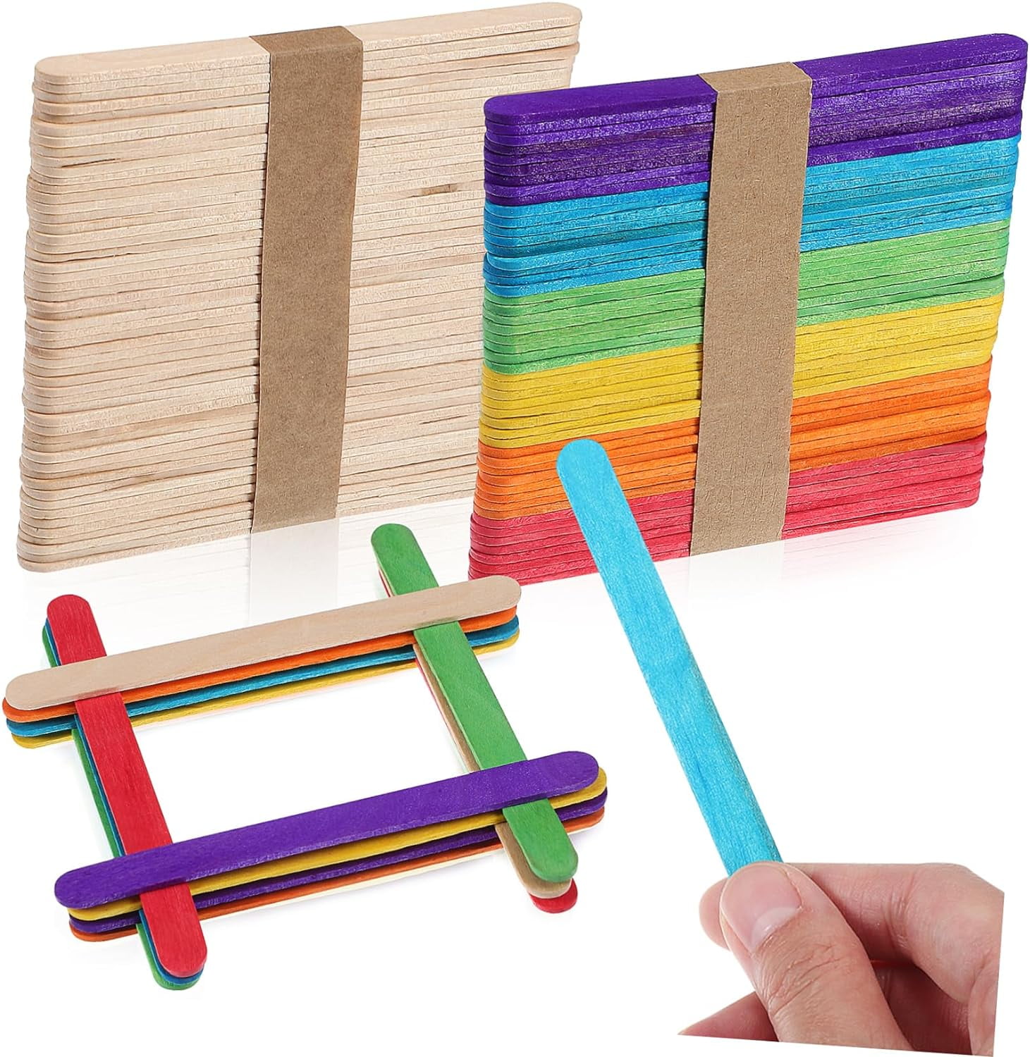 100pcs Paint Stir Sticks Ice Cream Sticks Large Popsicle Sticks Wooden ...