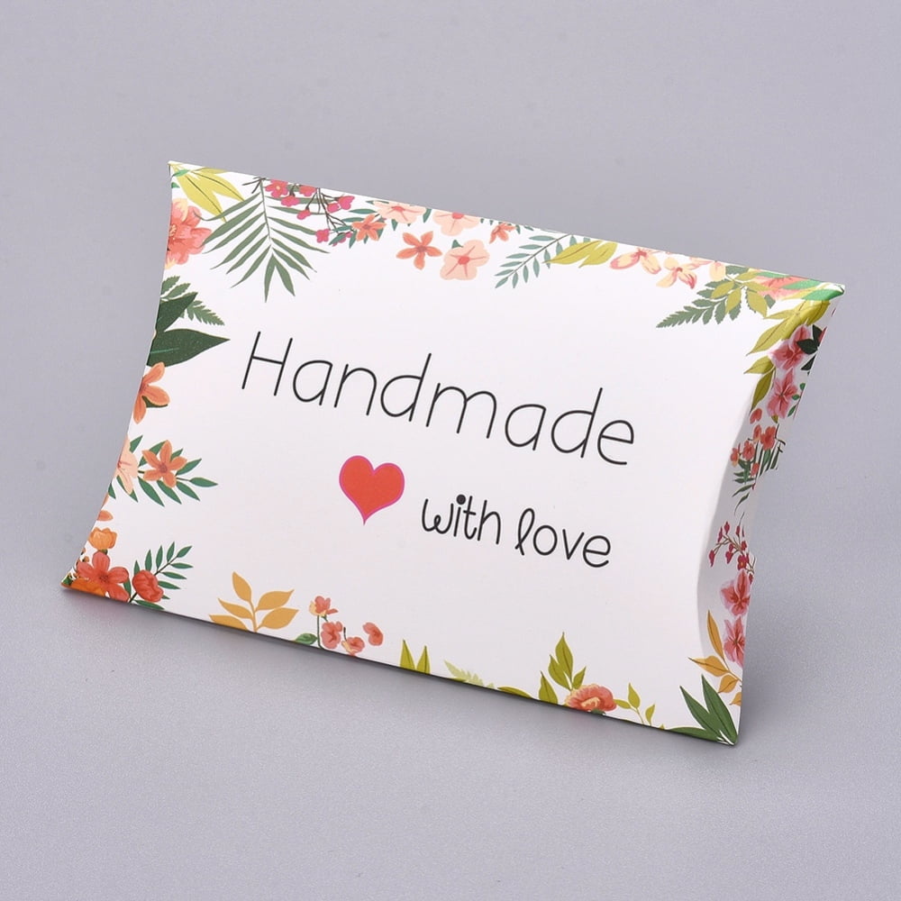 100pcs Paper Pillow boxes Gift Packing box Flower Pattern & Word ...