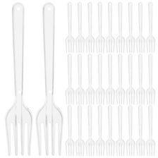 Daradara 100 Pieces Dinner Forks,Clear Plastic Disposable Cutlery Table ...