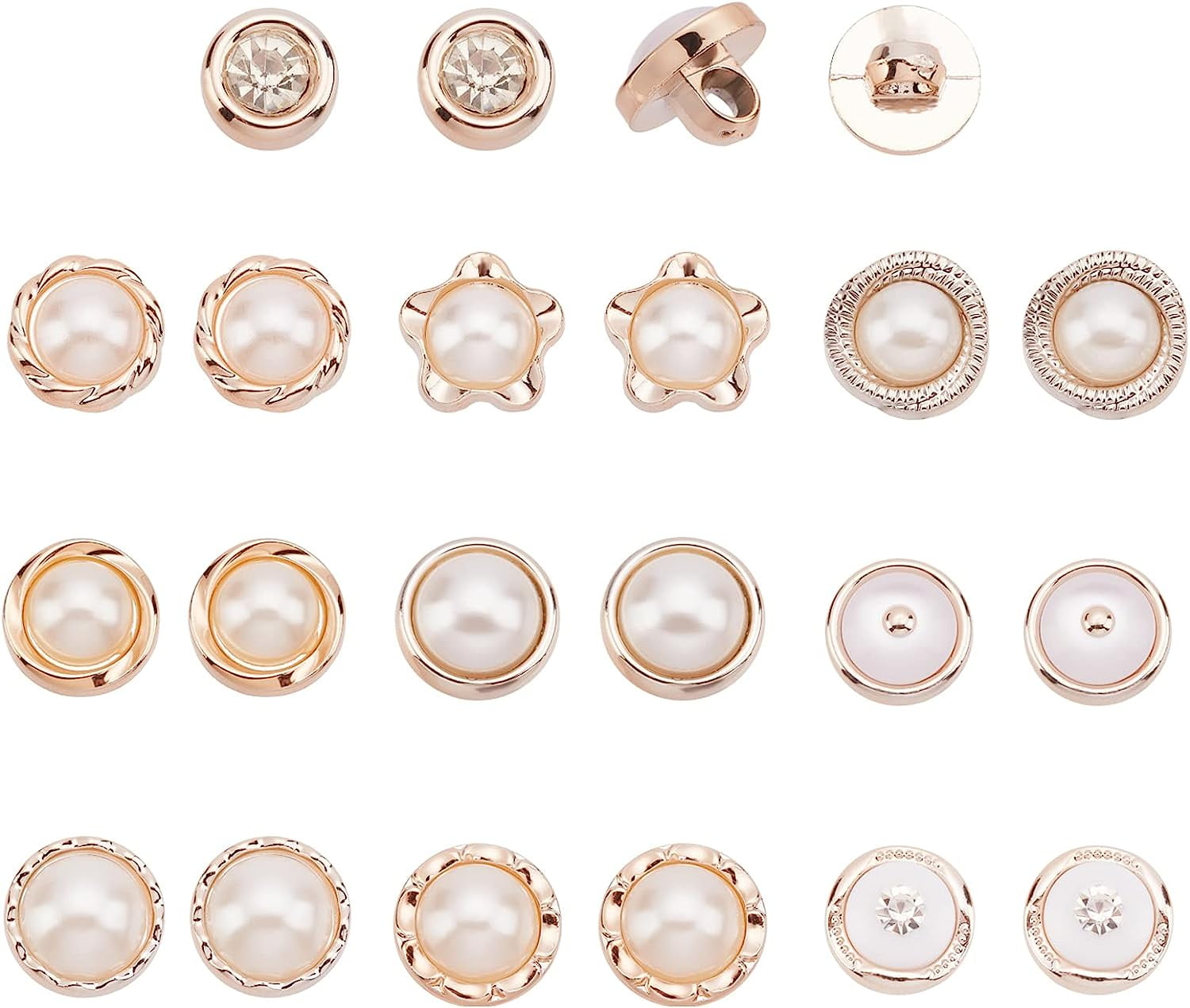 100pcs Pearl Buttons 10 Styles Pearl Shank Button Vintage Sewing Button ...