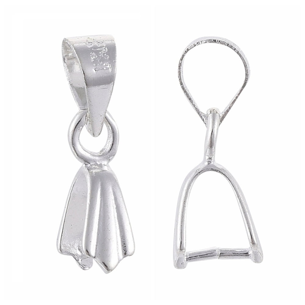 100pcs Pendant Chain Connector Silver Brass Pinch Bails Pinch Clip Bail ...