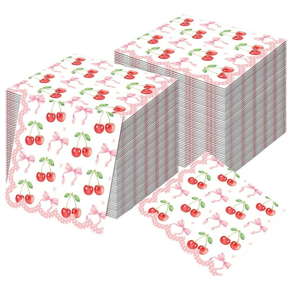 100pcs Pink Cherry Guest Napkins Dinner Paper Bathroom Hand Towels ...