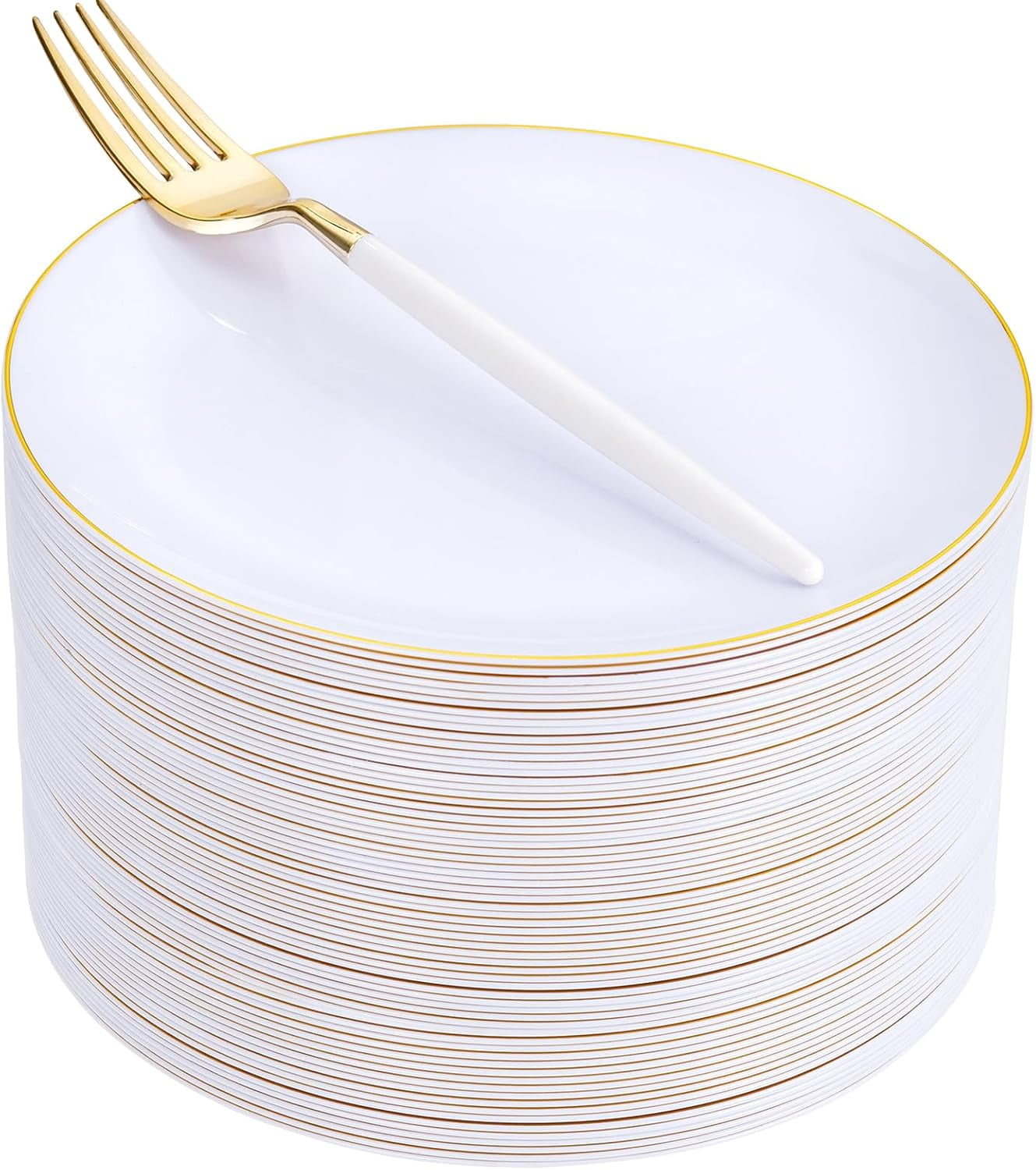 100pcs Pink Gold Dessert Plates, 100pcs Gold Plastic Forks,Cake Plates ...