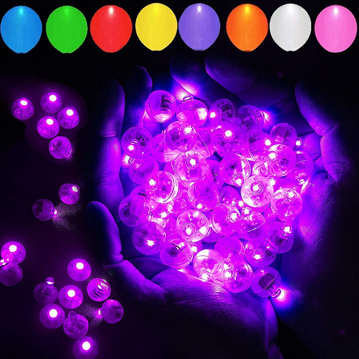100pcs Pink LED Balloon Light, Mini Tiny Led Light Round Led Ball Lamp ...