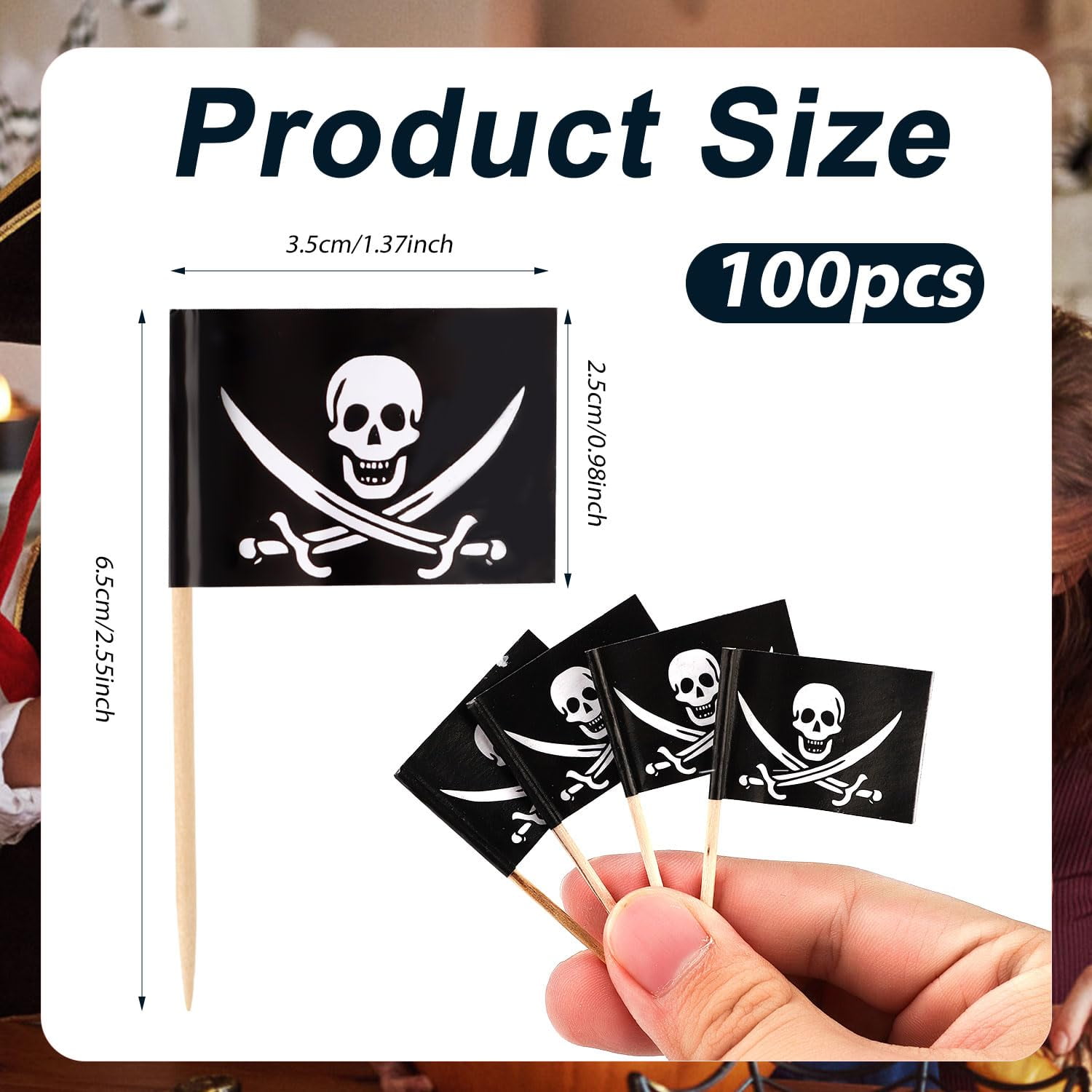 100pcs Pirate Flag AJH3 Toothpicks, Pirate Cocktail Toothpicks Flags ...