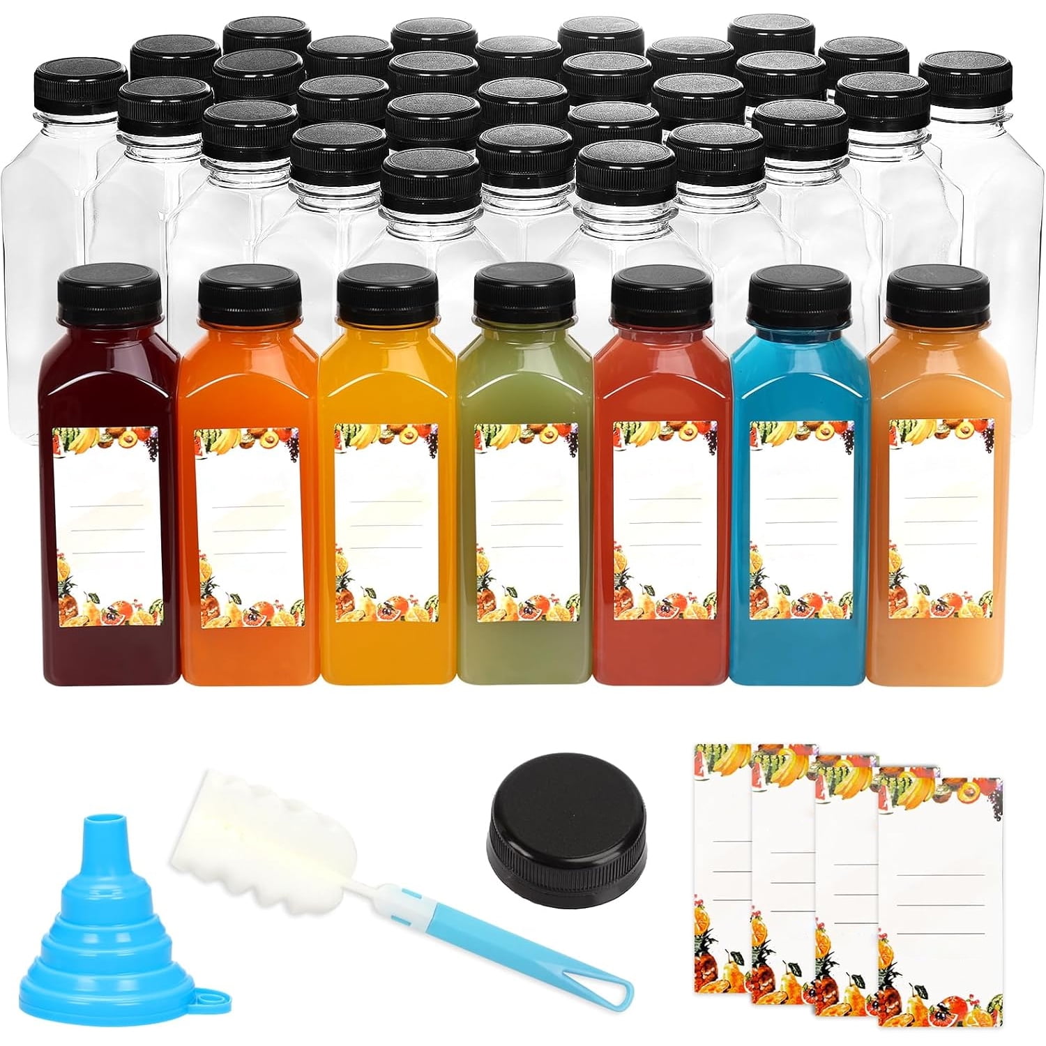 100pcs Plastic Bottles with Caps, 16oz Juice Bottles, Juice Bottles ...