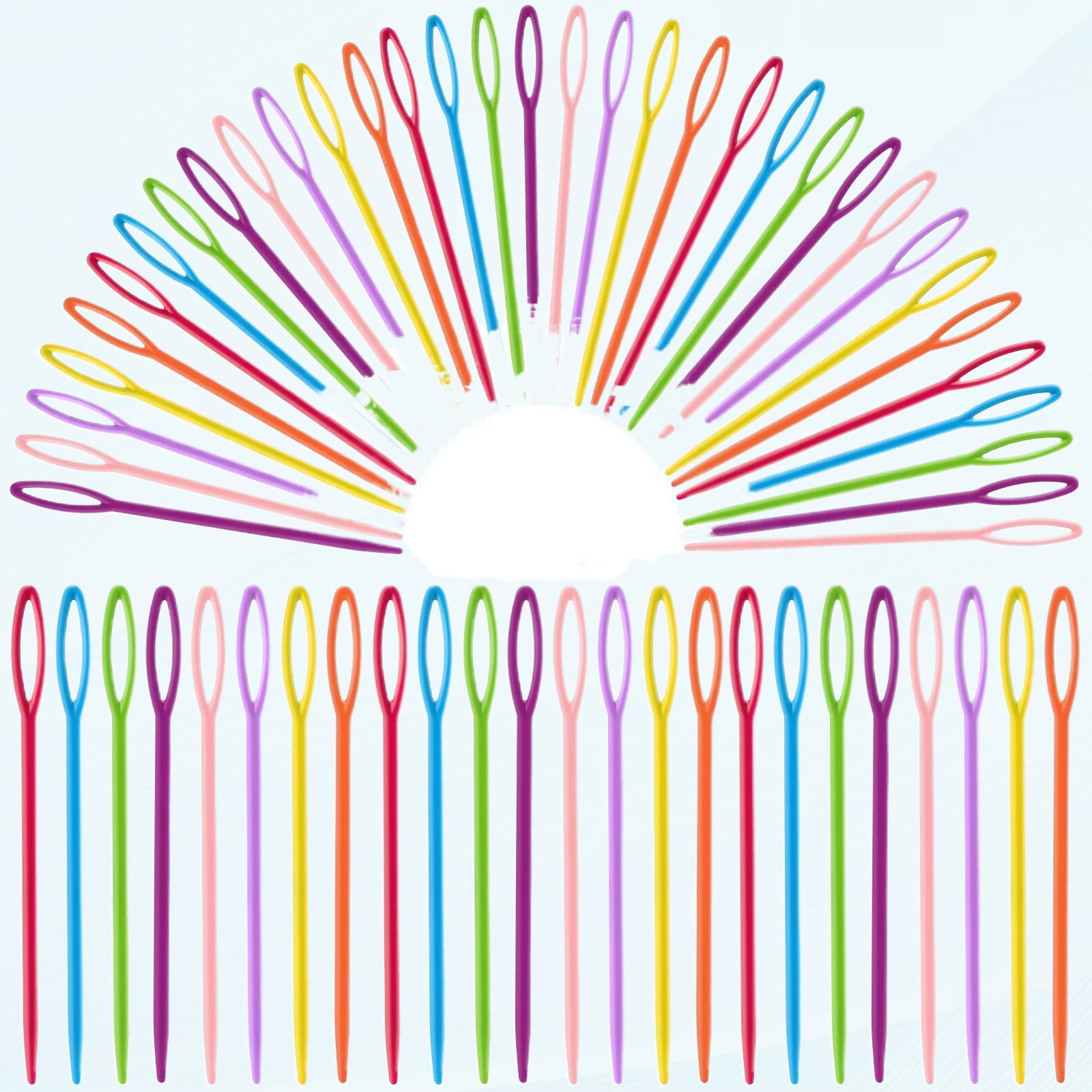 100pcs Plastic Needles for Kids 3.5"/9cm Colorful Big Eye Safety ...