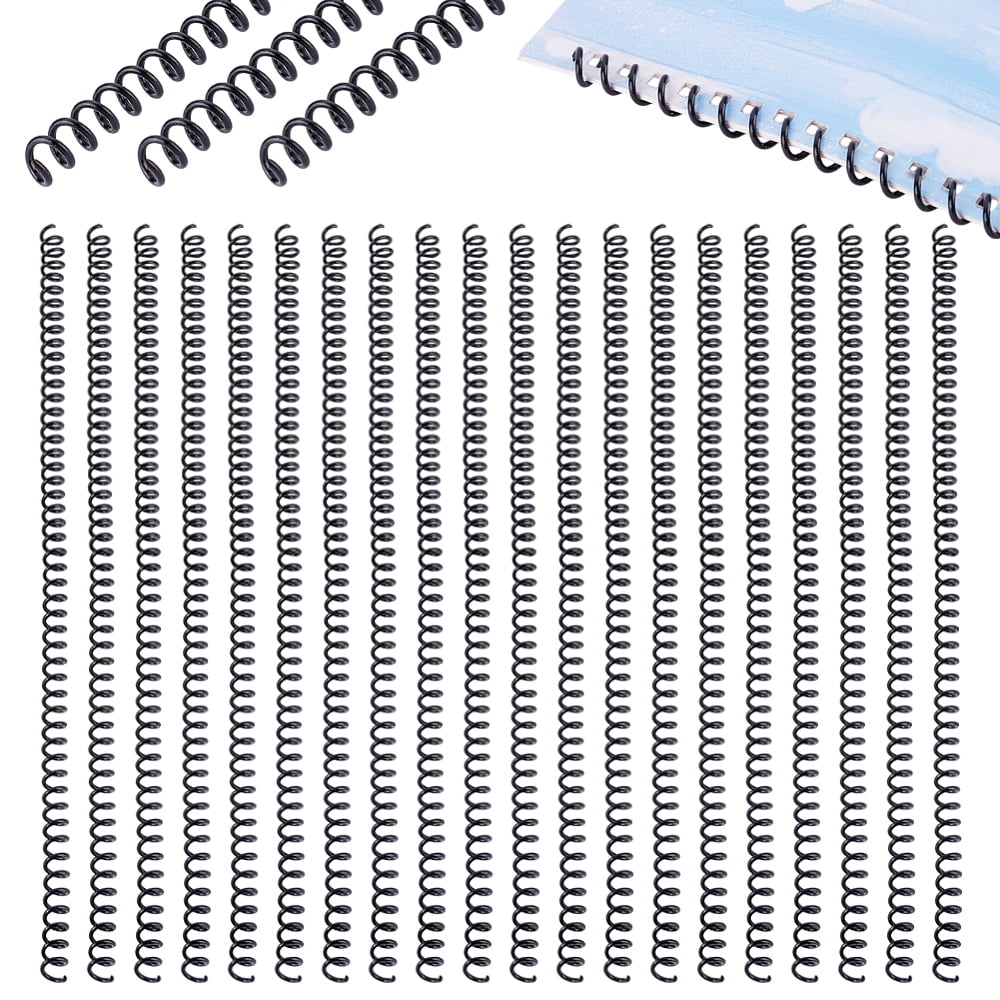 100pcs Plastic Spiral Binding Coils 1/4" Black Binding Spirals 4:1 Pitch 30 Sheet Capacity 48 ...