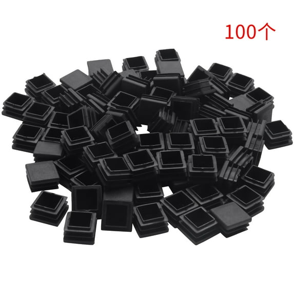 100pcs Plastic Square Tube Inserts End Blanking Caps 20mm x 20mm Black ...