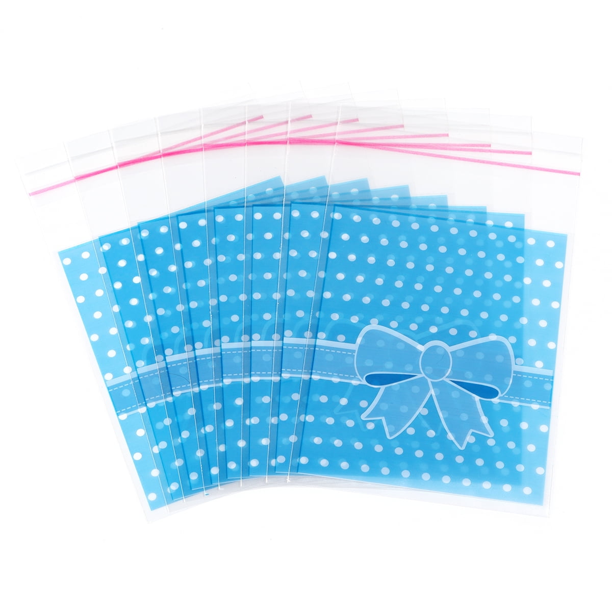 100pcs Plastic Transparent Cellophane Candy Bags Self Adhesive White ...