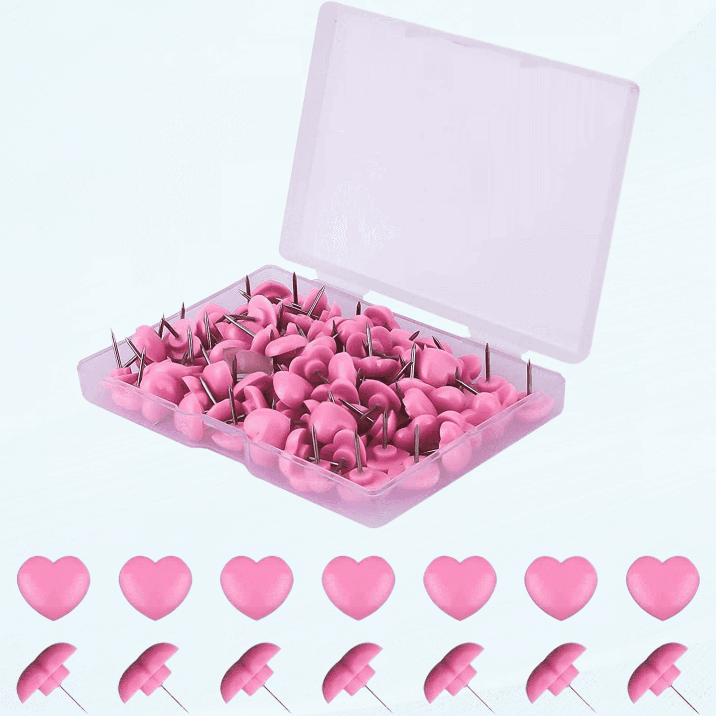 100pcs Push Pins, 0.47inch Plastic Pushpins Pink Push Pins with ...
