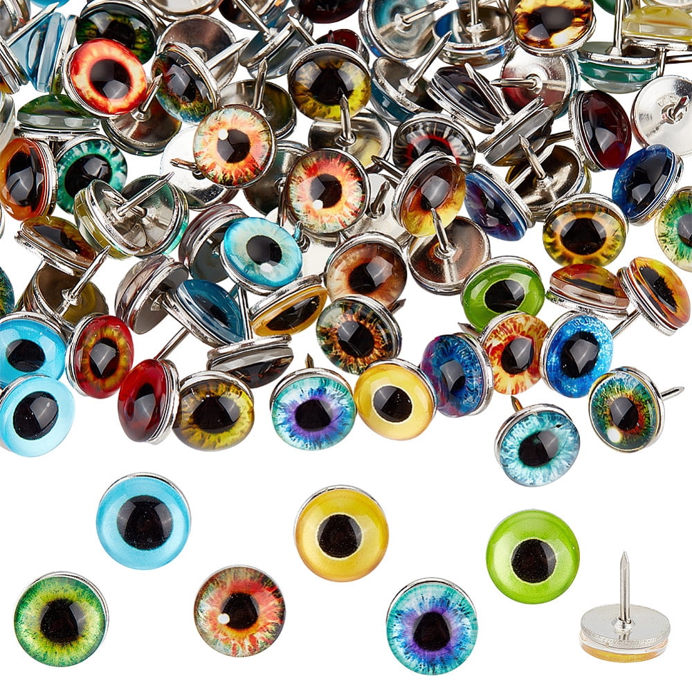 100pcs Push Pins Dragon Eye Thumb Tacks Glass Eyeball Wall Pins Mini ...