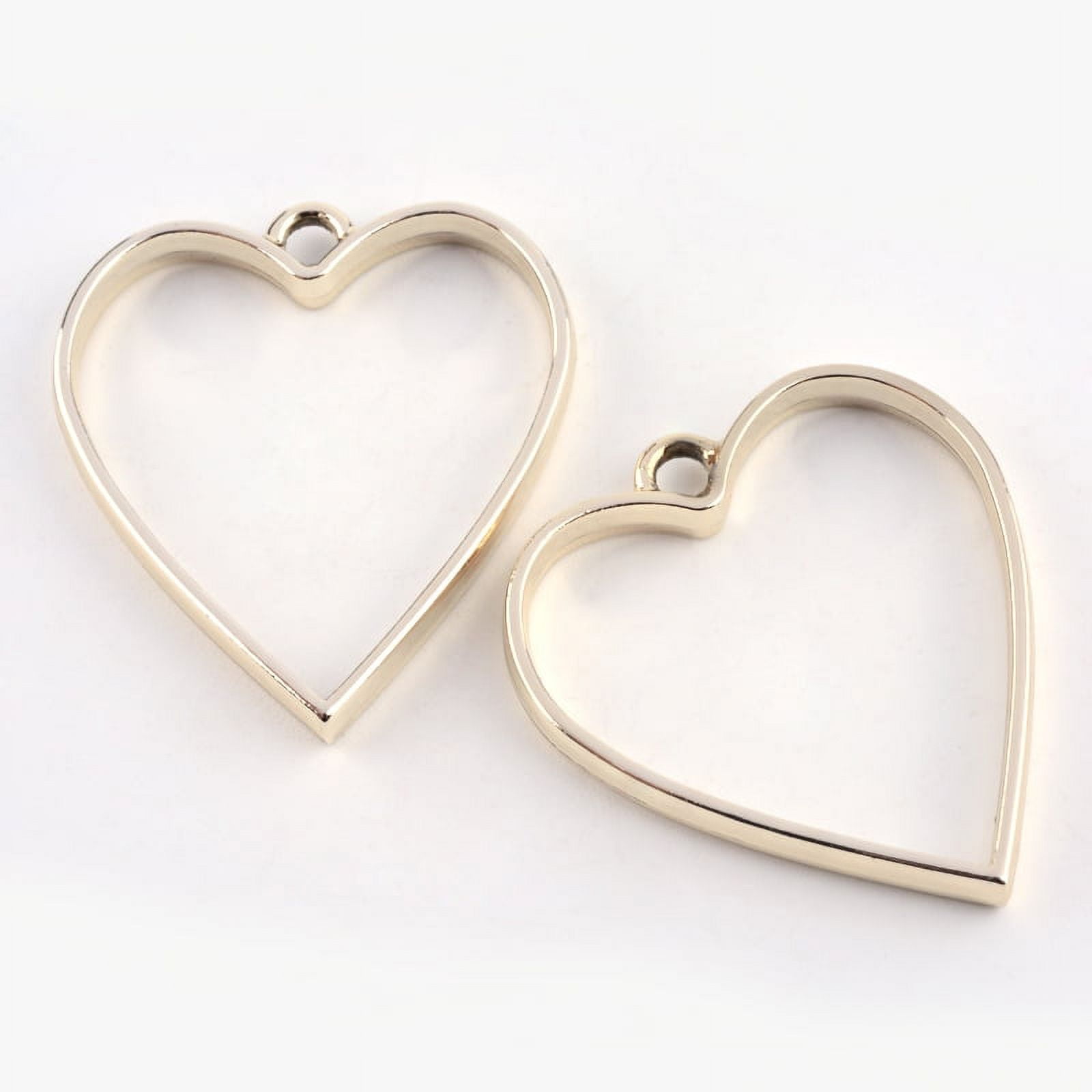 100pcs Rack Plating Alloy Heart Open Back Bezel Pendants For UV Resin ...