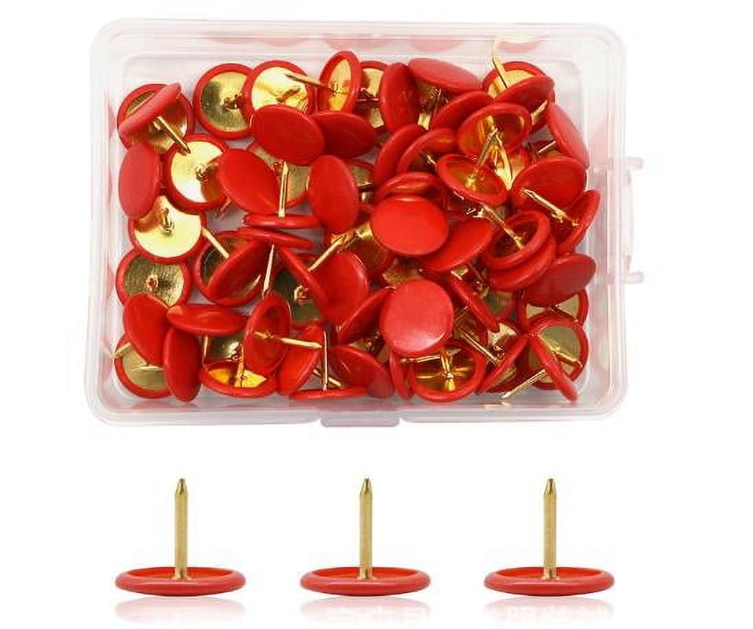TABLZONE Soft Thumb Tacks Flat Head Iron Red 100Pack - Walmart.com