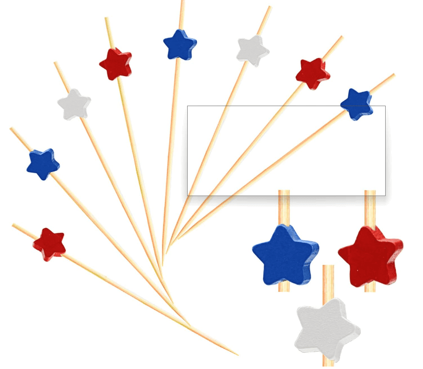 100pcs Red White Blue Star Cocktail Picks Fruit Sticks Food Toothpicks ...
