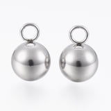 100pcs Resistant 304 Stainless Steel Charm Round Stainless Steel Color ...