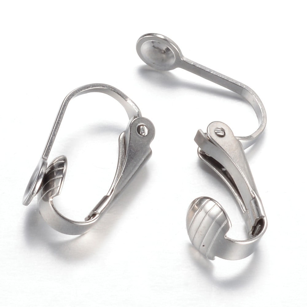 100pcs Resistant 304 Stainless Steel Clip-on Earring Findings Stainless ...