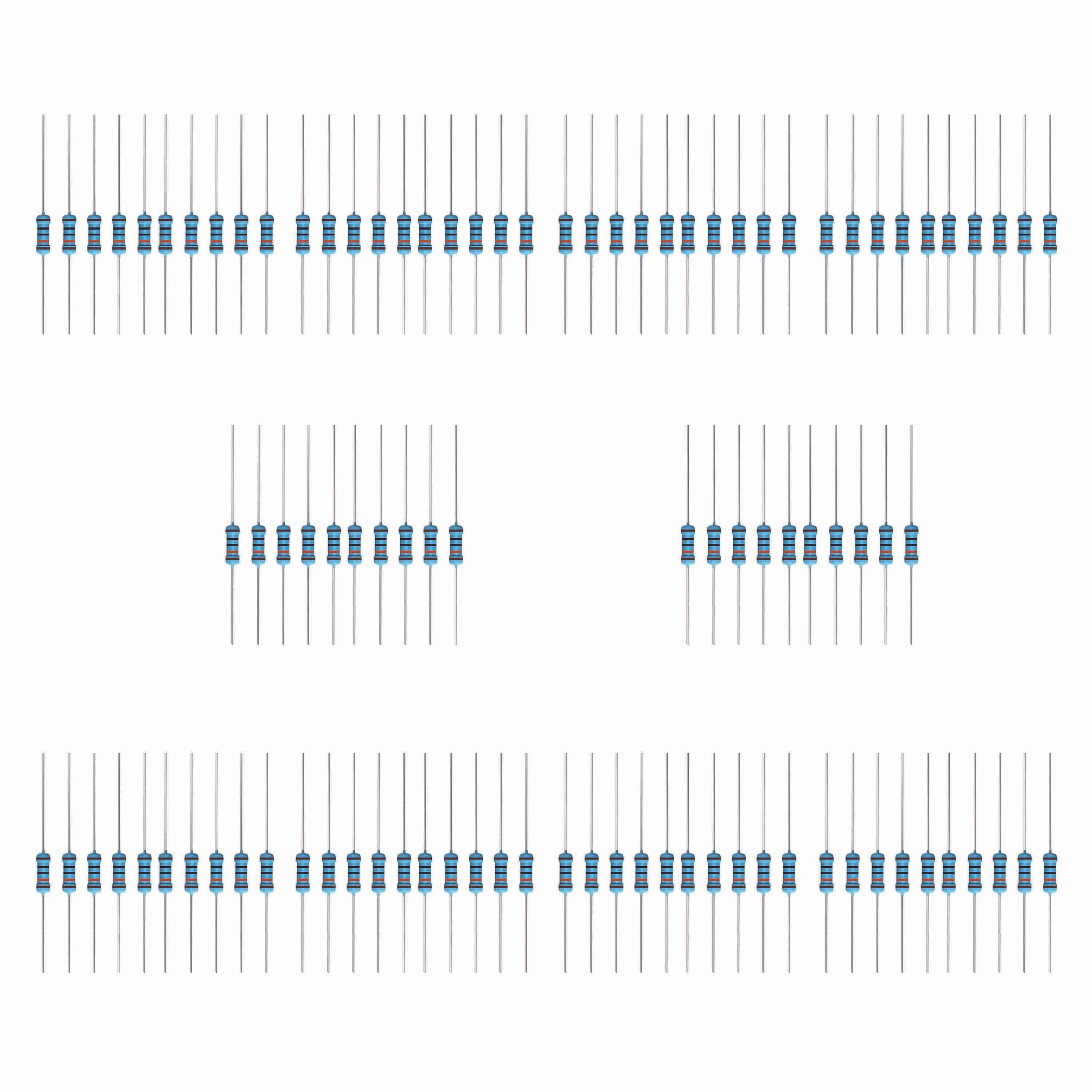 100pcs Resistor 1/4W(0.25Watt) ±1% Tolerance Metal Film Fixed Resistor ...