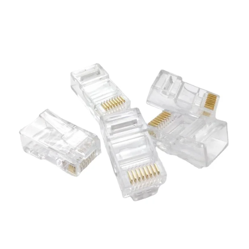 100pcs Rj45 Cat5 Cat5e Pass Through Connector Network Unshielded 8P8C ...