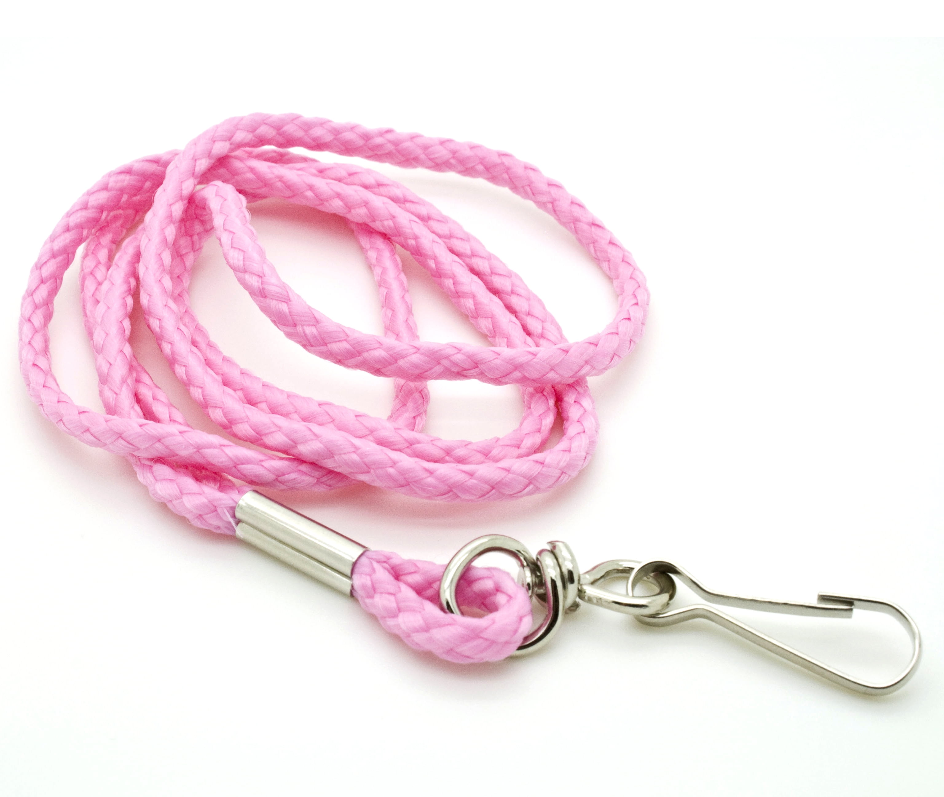 100pcs Round ID Neck Lanyards for Badges with Swivel J-Hook, Pink color ...