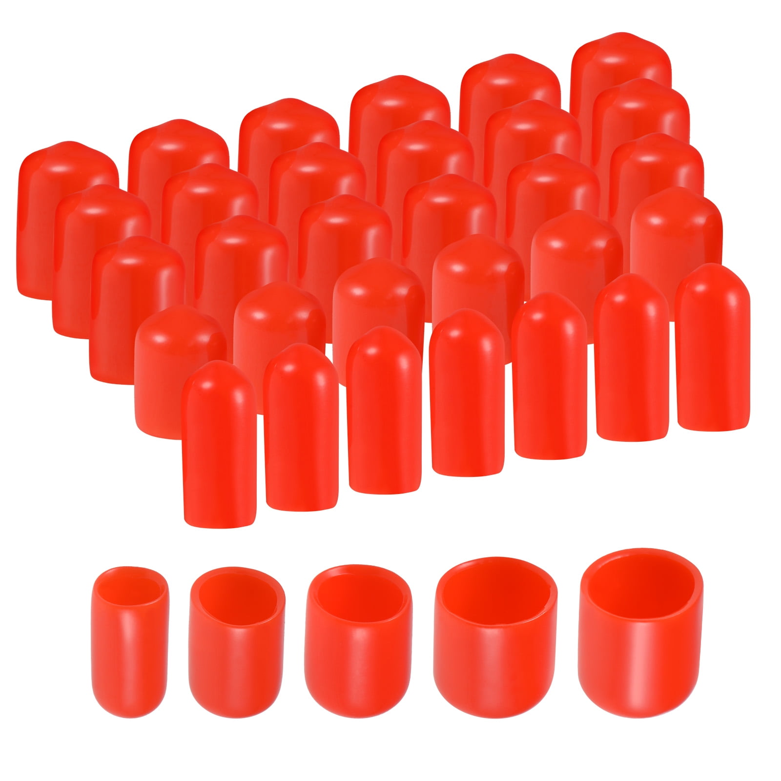 Uxcell 100Pcs Round Rubber End Caps 1/4" 3/8" 1/2" 5/8" 3/4" Red Vinyl ...