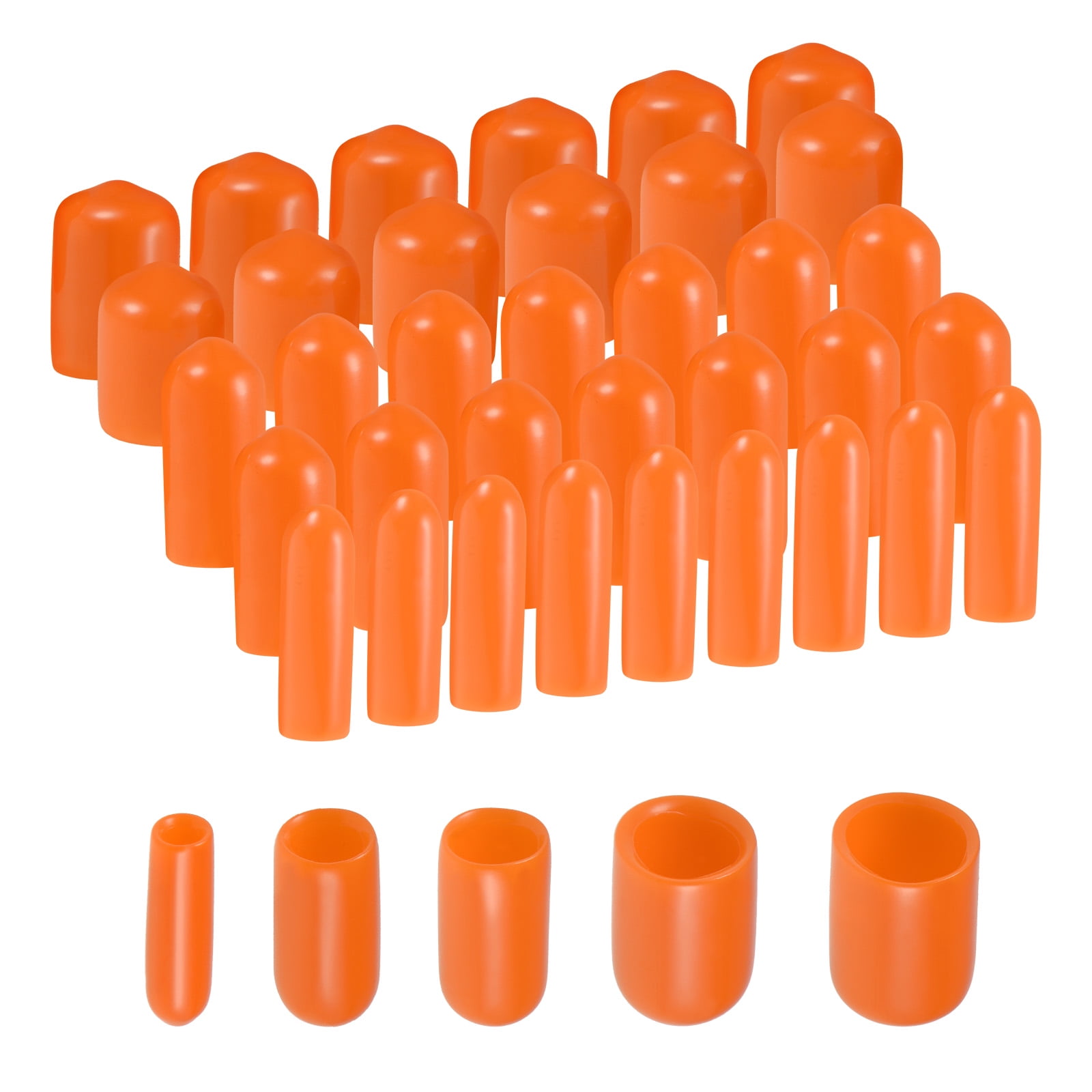 100pcs Round Rubber End Caps 1/8" 3/16" 1/4" 5/16" 3/8" Orange Vinyl ...