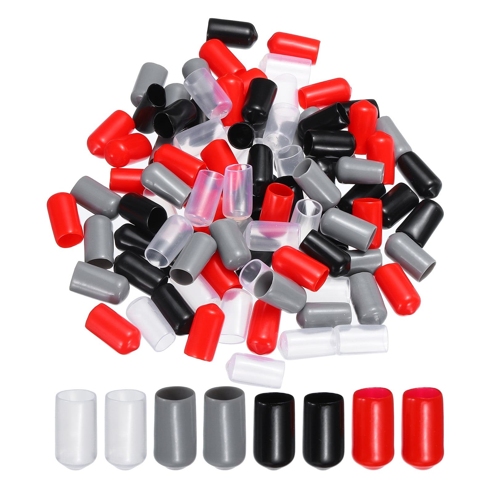 Uxcell 100Pcs Rubber End Caps 2mm ID Screw Thread Protectors Vinyl Tube ...