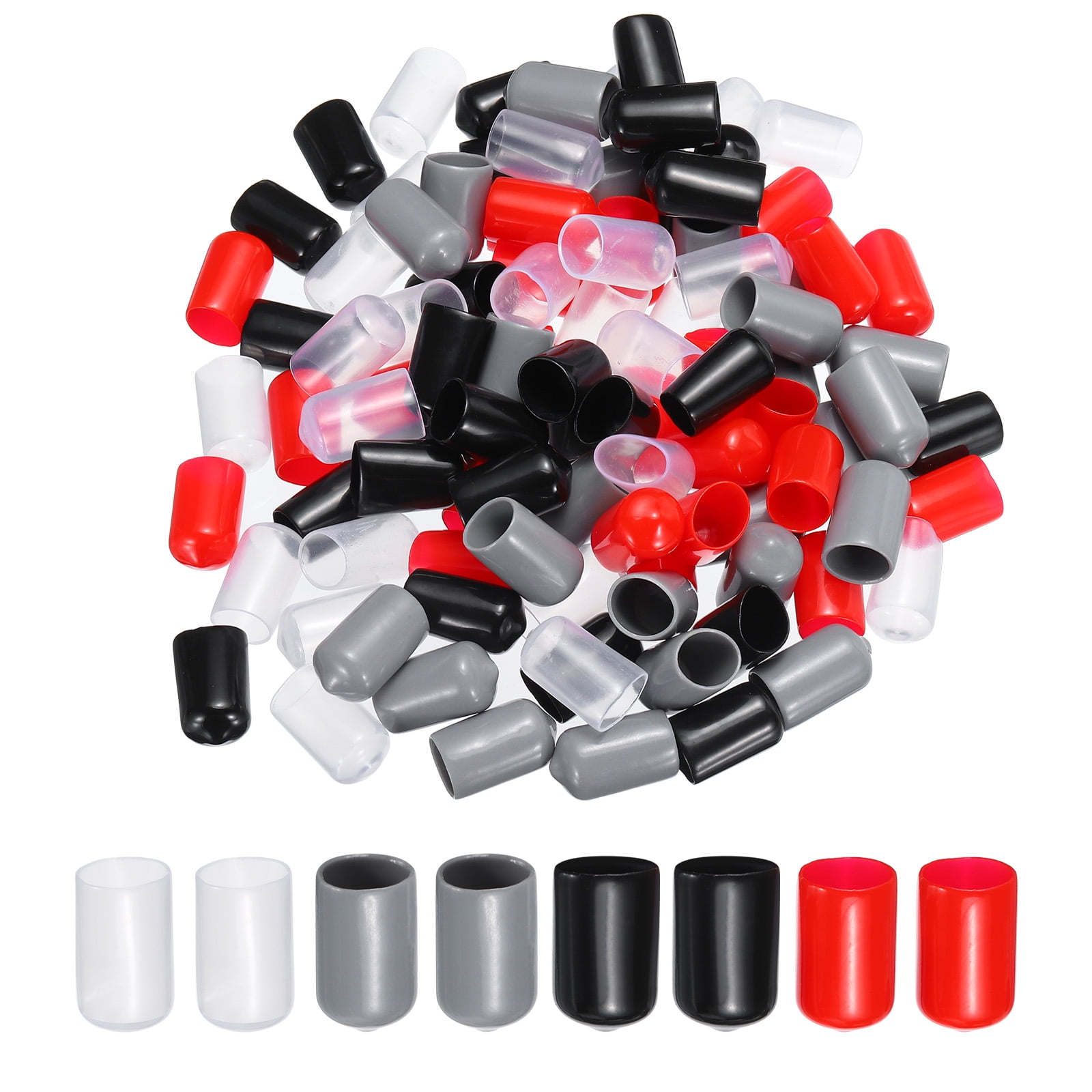 100pcs Rubber End Caps 12mm(1/2") ID Screw Thread Protectors PVC Vinyl ...