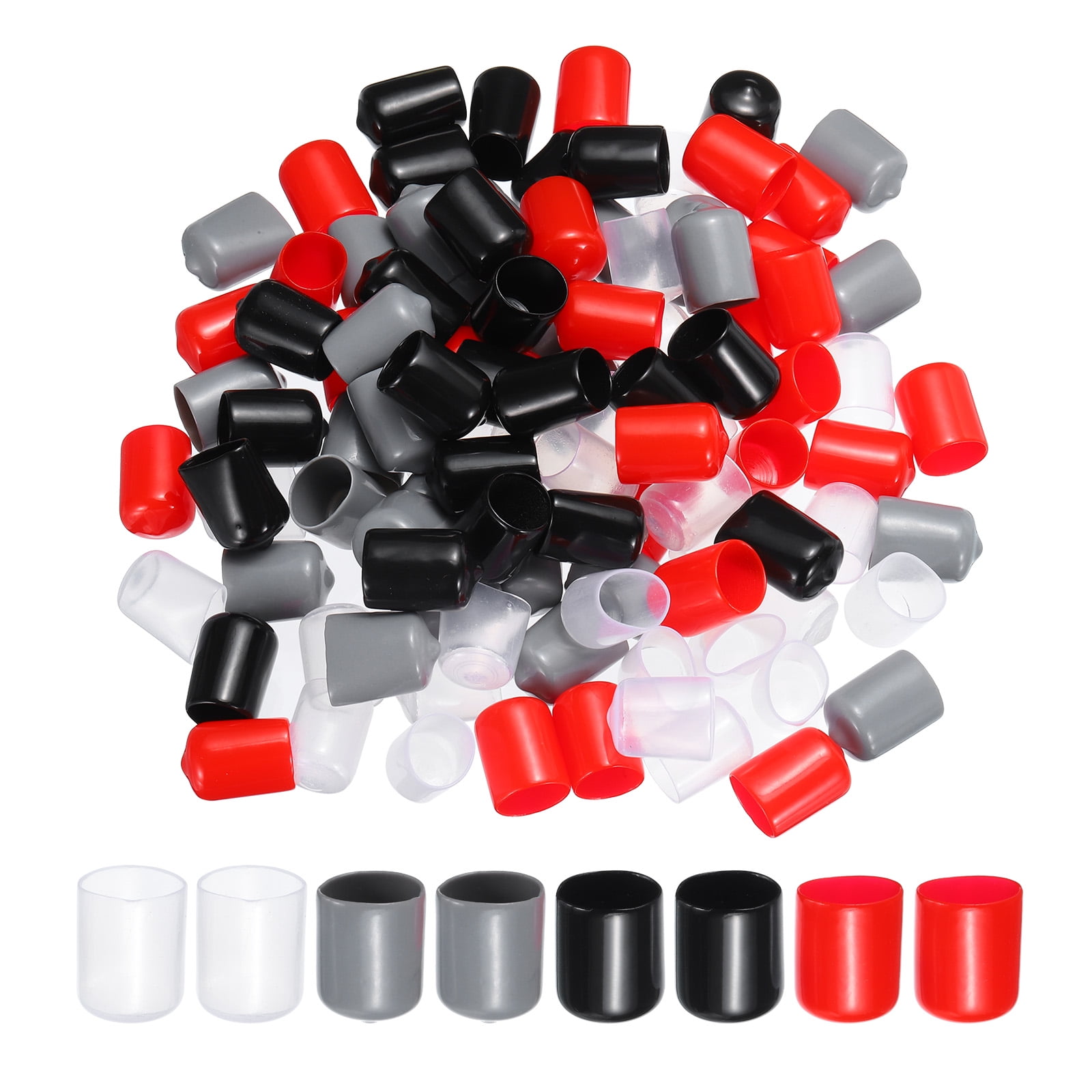 Uxcell 100Pcs Rubber End Caps 2mm ID Screw Thread Protectors Vinyl Tube ...