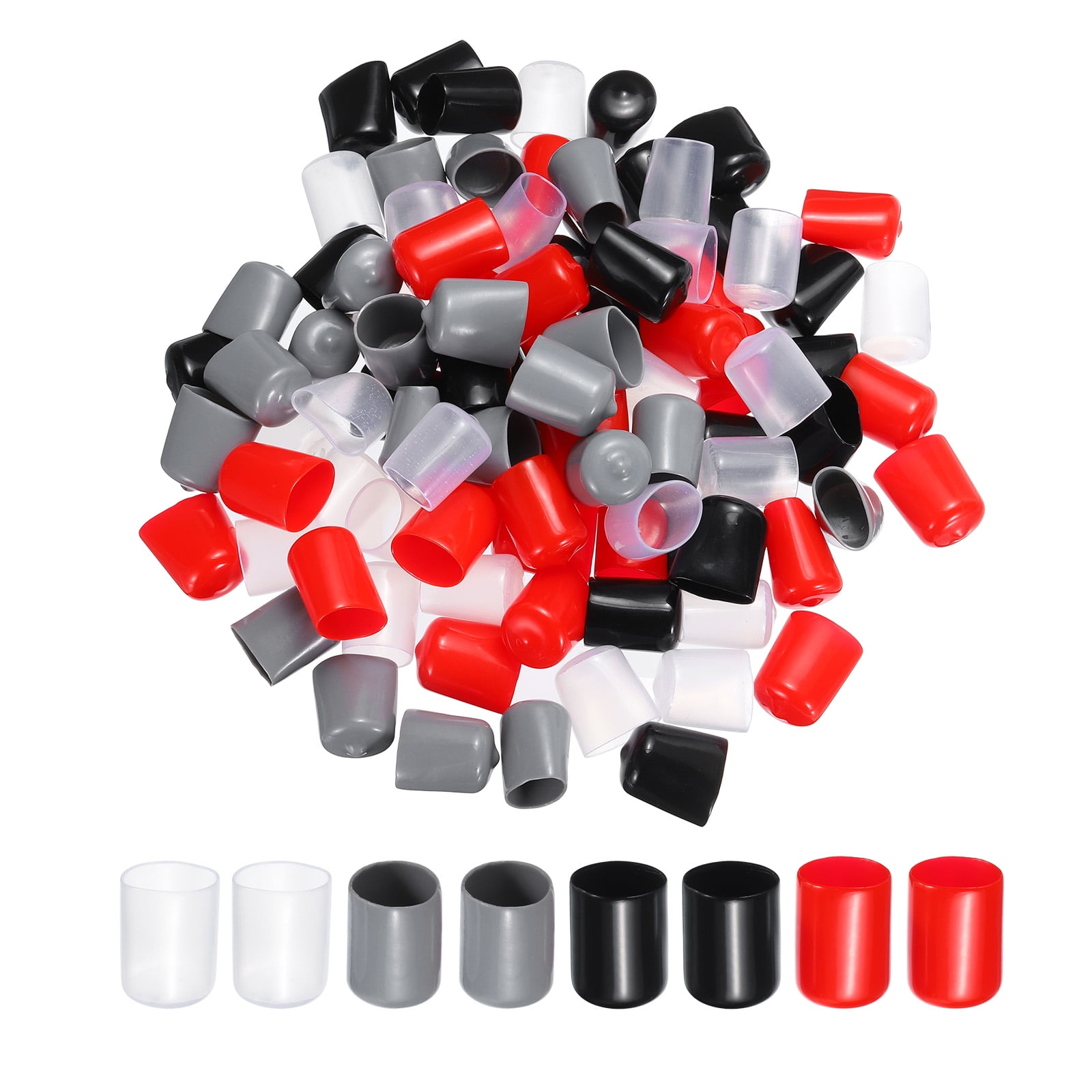 Uxcell 100Pcs Rubber End Caps 2mm ID Screw Thread Protectors Vinyl Tube ...