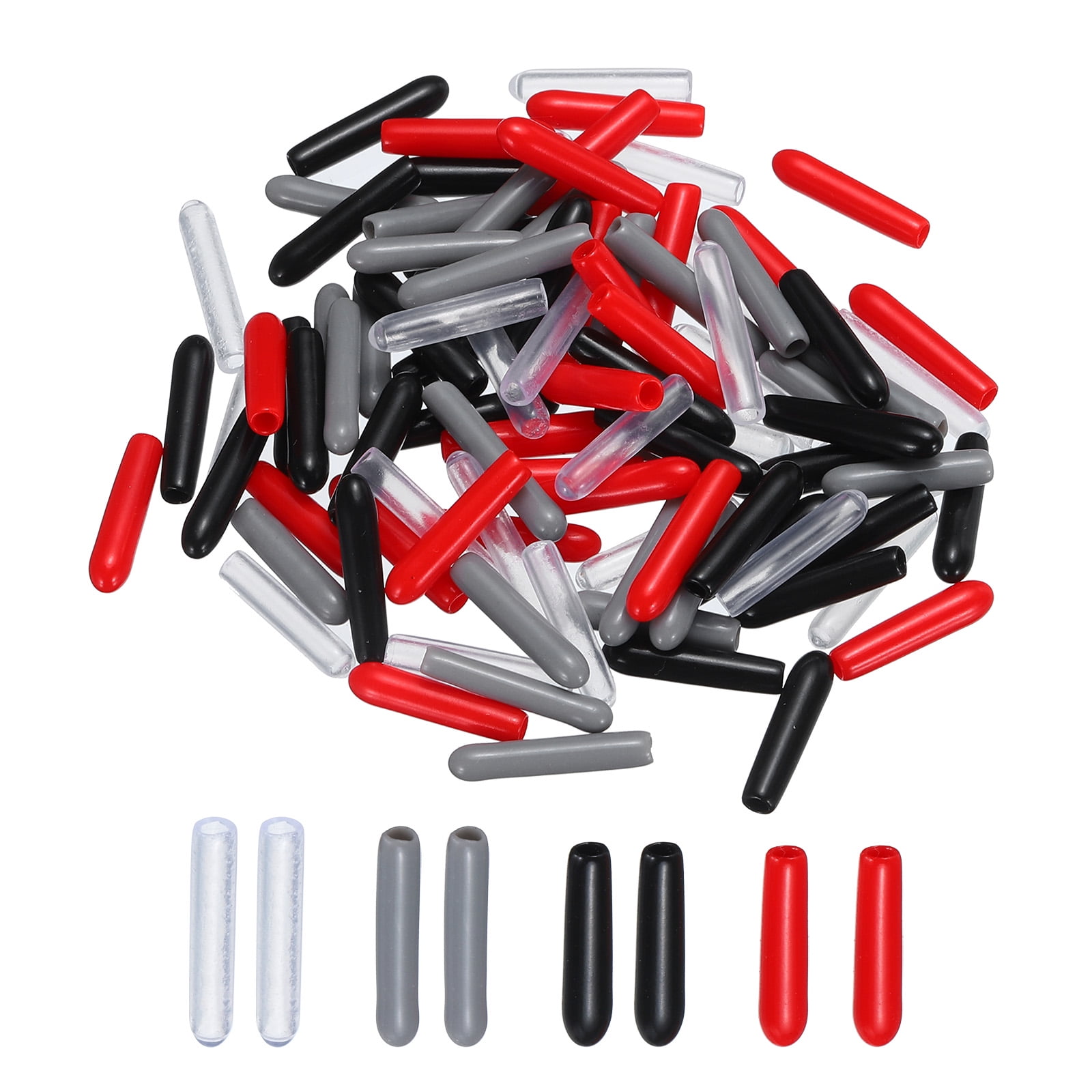 Uxcell 100Pcs Rubber End Caps 2mm ID Screw Thread Protectors Vinyl Tube ...