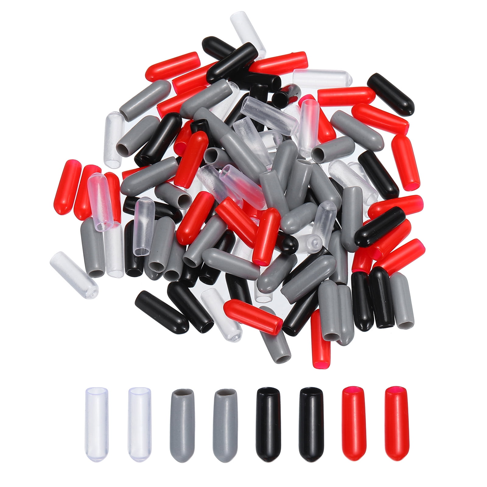 Uxcell 100Pcs Rubber End Caps 2mm ID Screw Thread Protectors Vinyl Tube ...