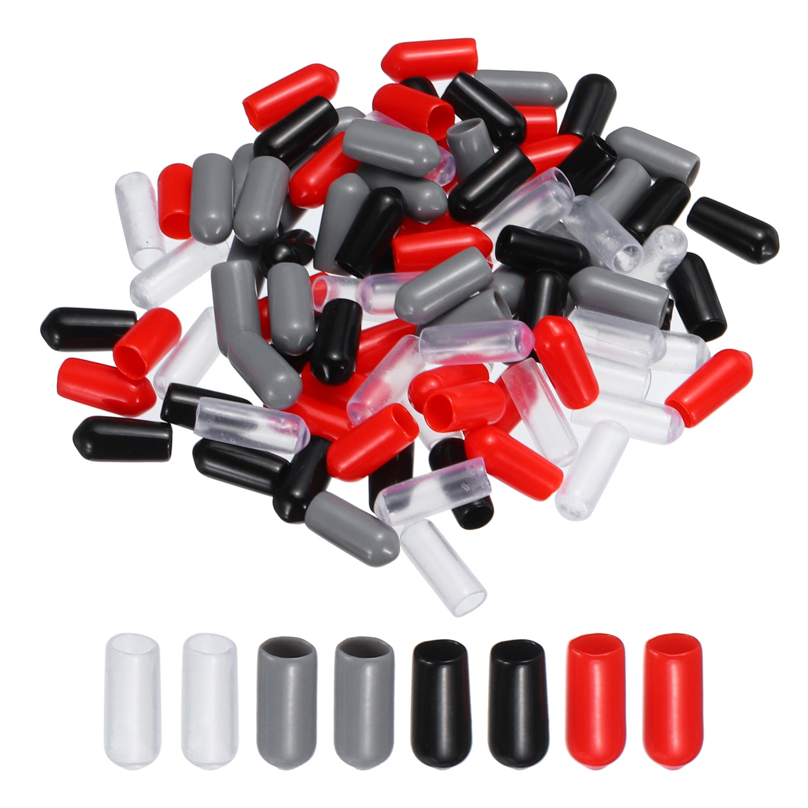 Uxcell 100Pcs Rubber End Caps 2mm ID Screw Thread Protectors Vinyl Tube ...