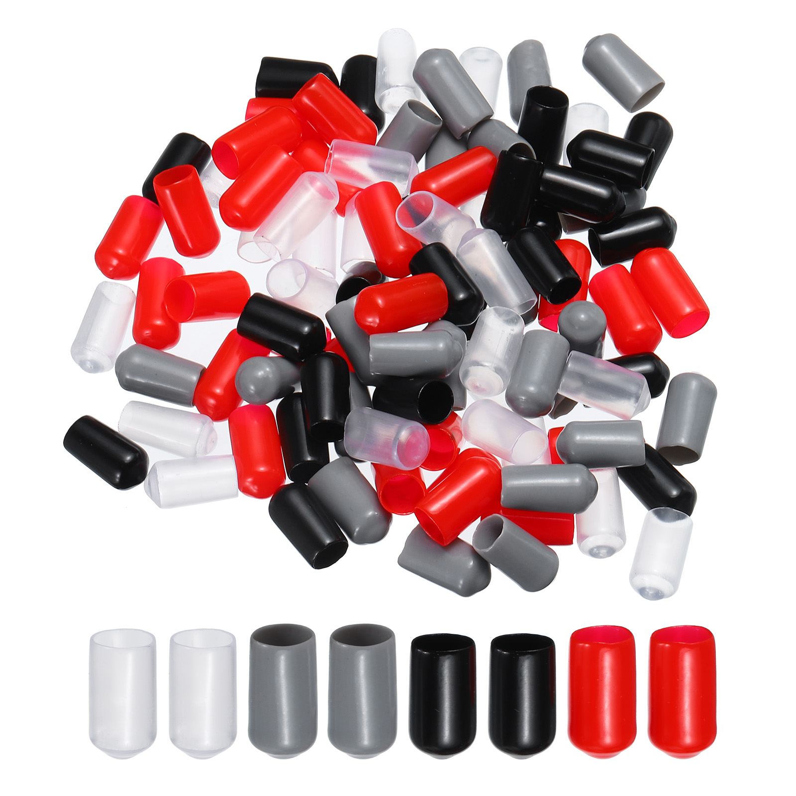 100pcs Rubber End Caps 8mm(5/16") ID Screw Thread Protectors PVC Vinyl ...