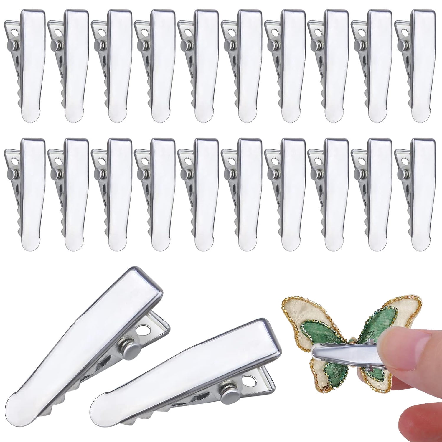 100pcs Silver Alligator Duckbill Hair Clips Metal Single Prong Hair ...